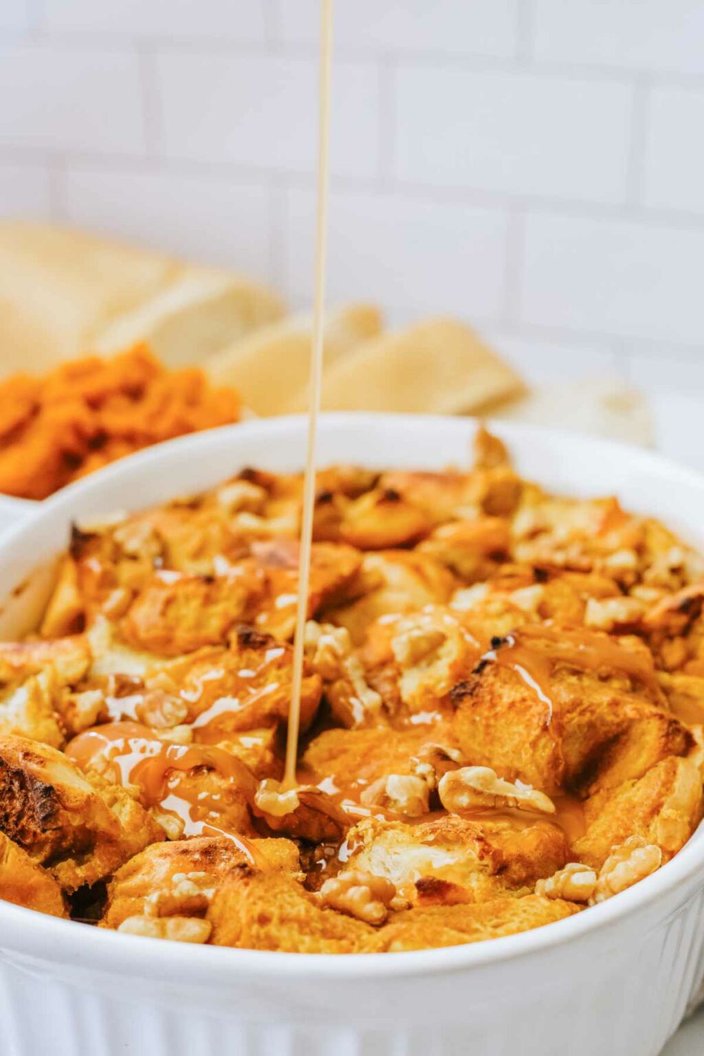 Maple Pumpkin Bread Pudding | Smells Like Delish