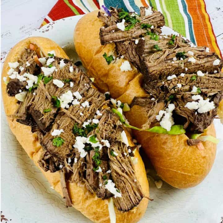 Crockpot Mexican Shredded Beef Tortas | Smells Like Delish