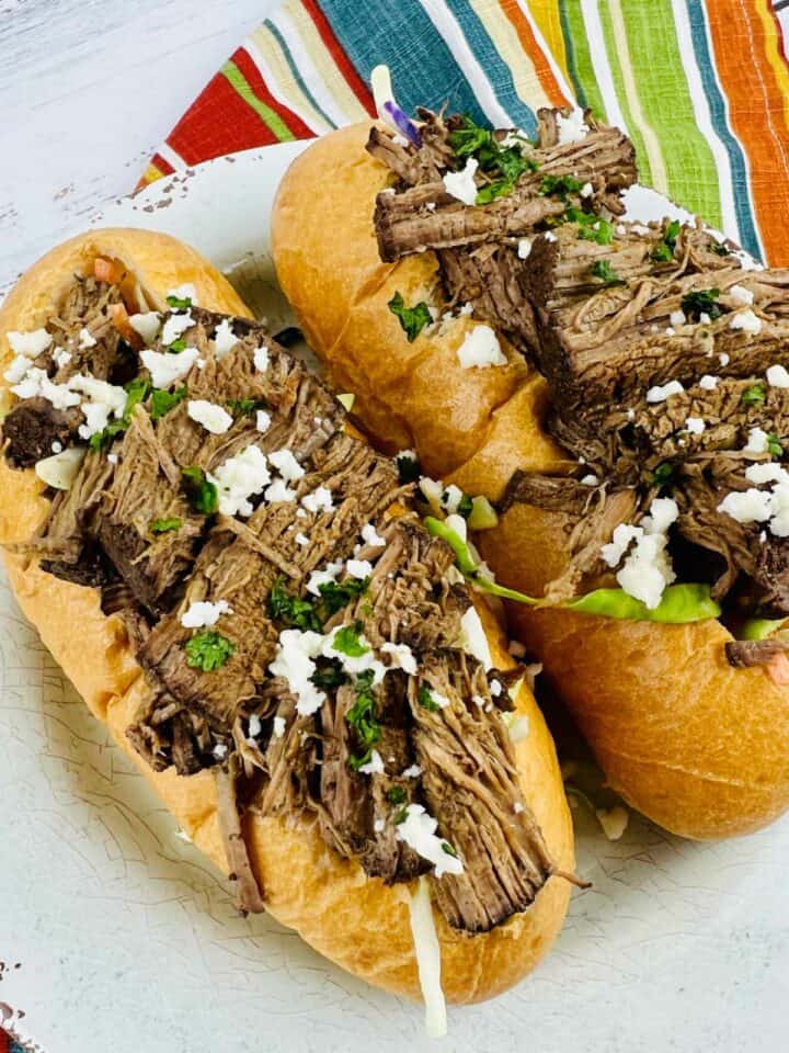 Crockpot Mexican Shredded Beef Tortas | Smells Like Delish