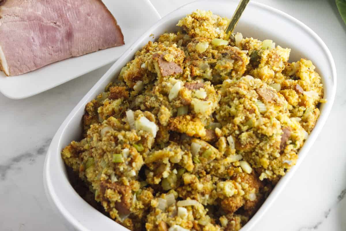 Jiffy Cornbread Dressing Casserole | Smells Like Delish