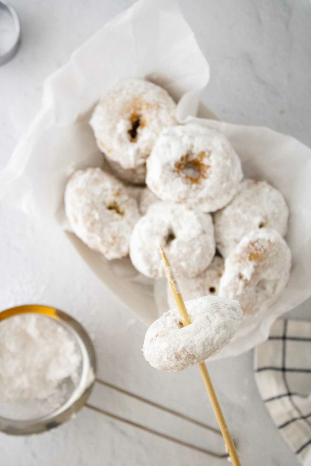 Powdered Sugar Mini Donuts | Smells Like Delish