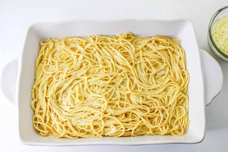 Baked Alfredo Spaghetti | Smells Like Delish