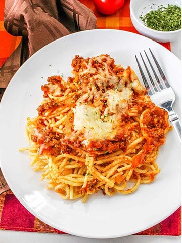 Baked Alfredo Spaghetti | Smells Like Delish