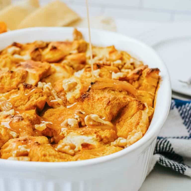 Maple Pumpkin Bread Pudding | Smells Like Delish