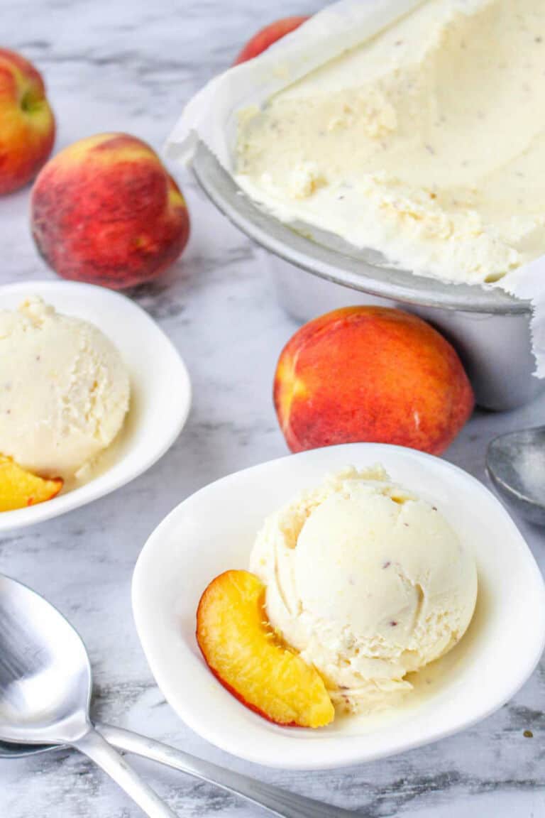 Homemade Peach Ice Cream | Smells Like Delish