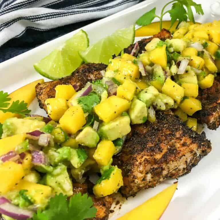 Blackened Grouper with Mango Salsa | Smells Like Delish