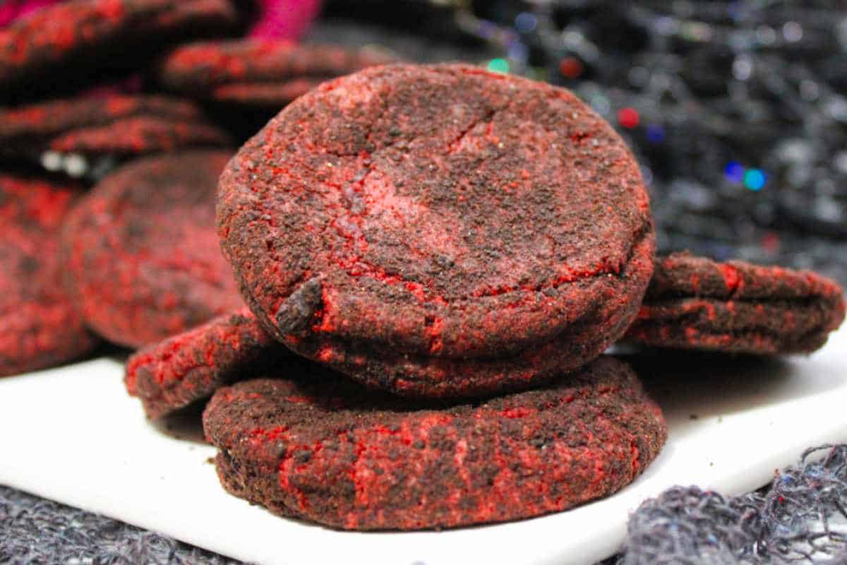 Halloween Brimstone Red Velvet Cookies | Smells Like Delish