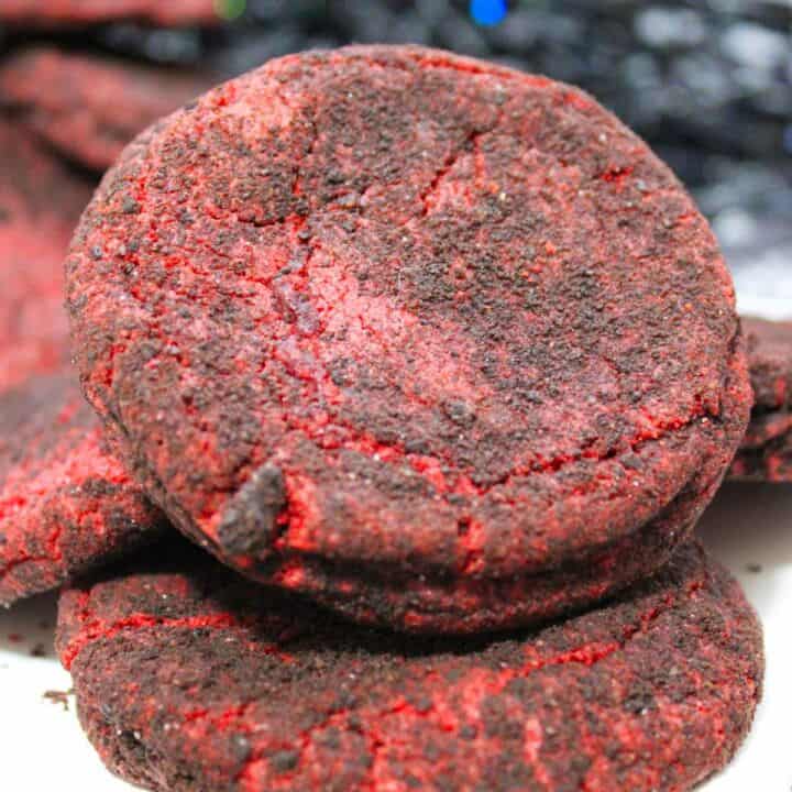 Halloween Brimstone Red Velvet Cookies | Smells Like Delish