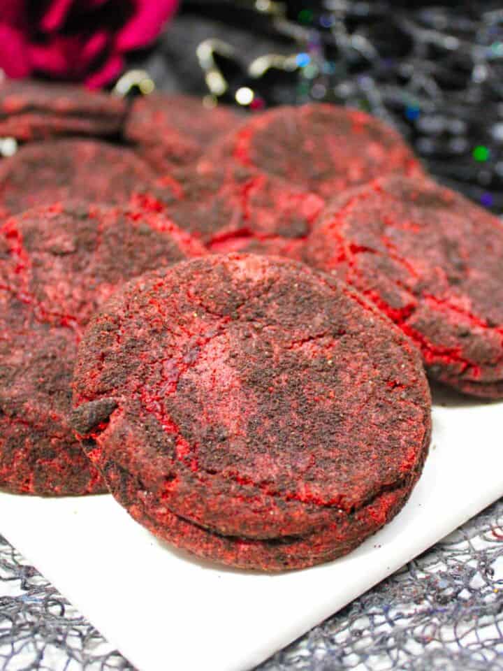 Halloween Brimstone Red Velvet Cookies | Smells Like Delish