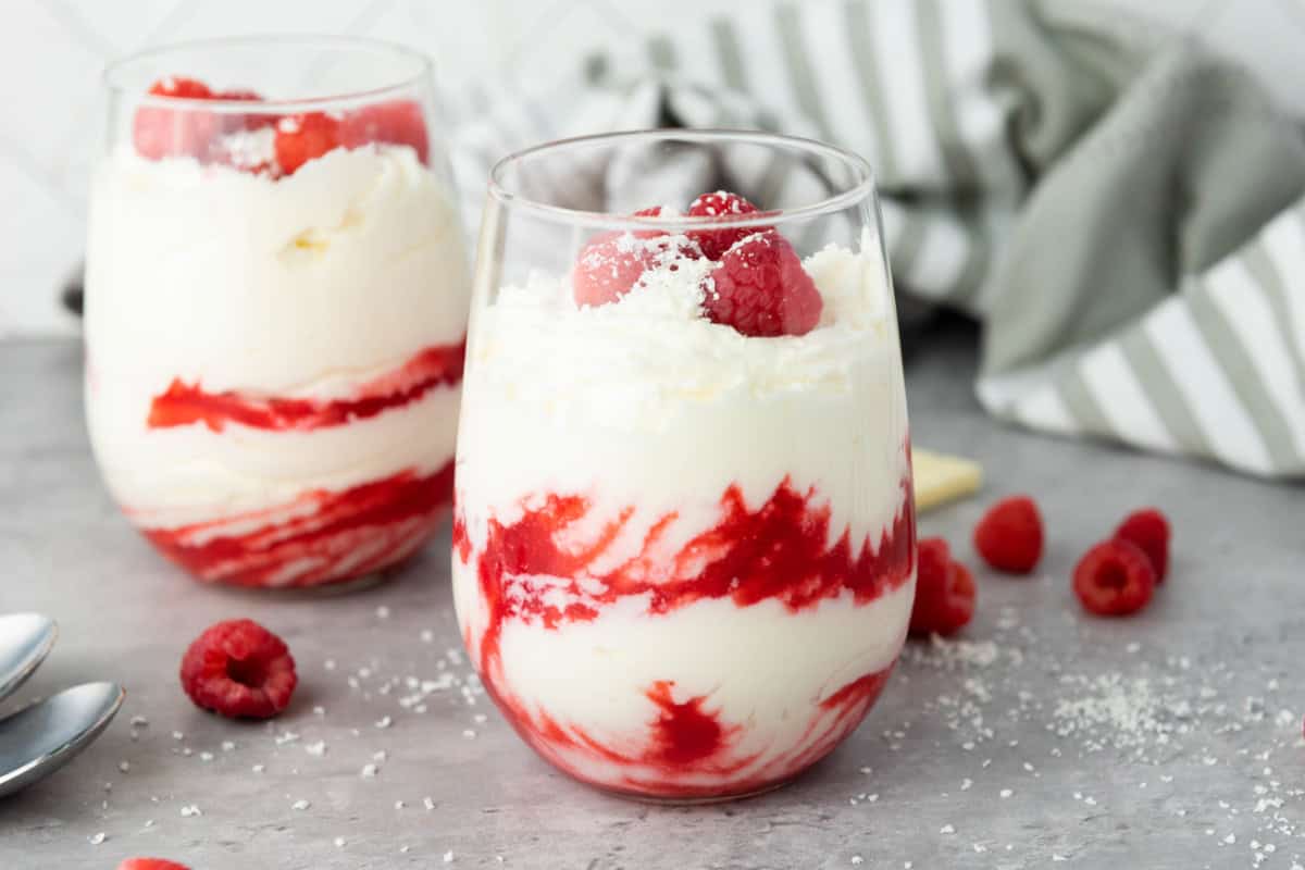 White Chocolate Mousse with Raspberry Coulis | Smells Like Delish