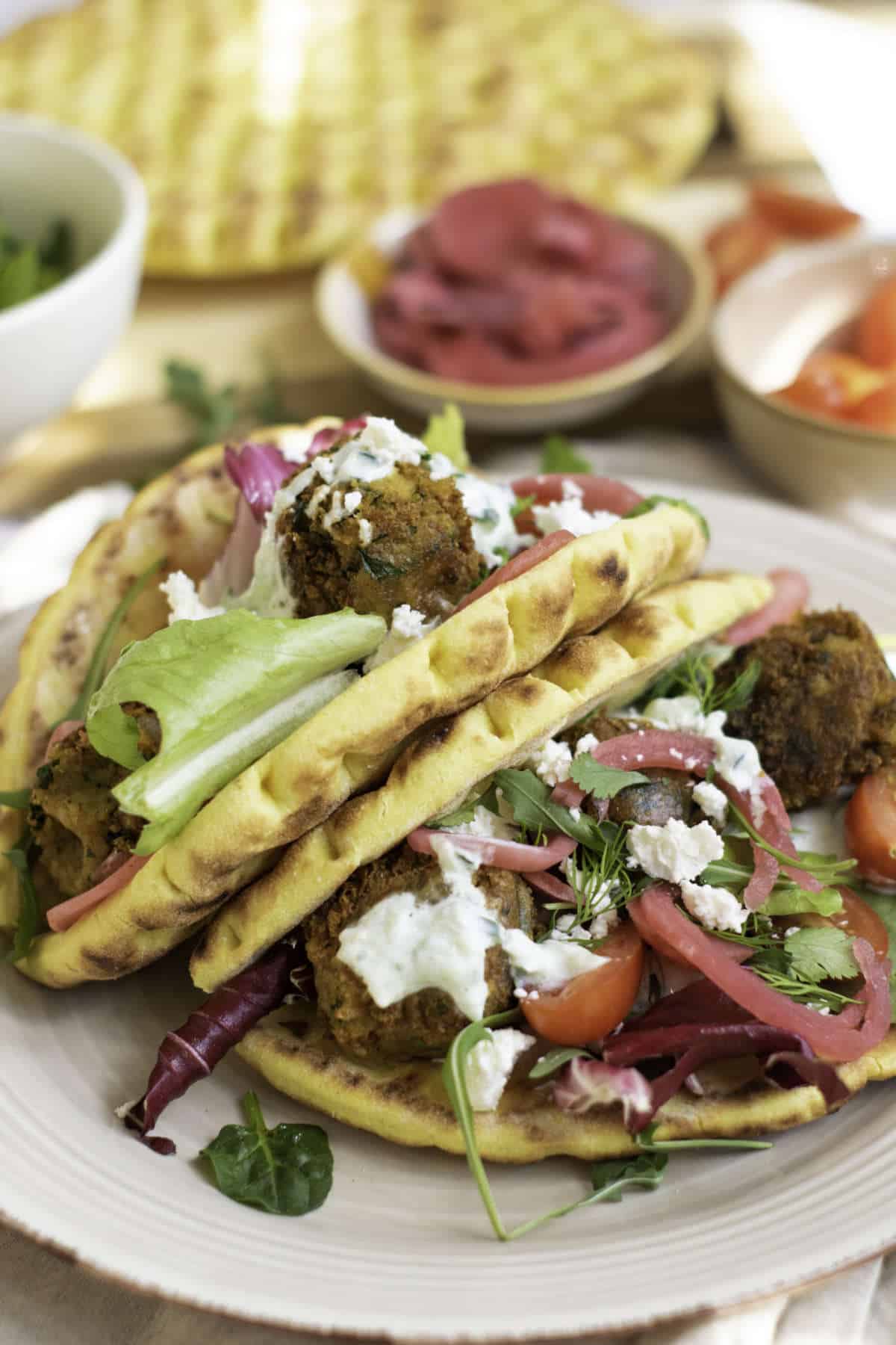 Crispy Falafel Wraps with Tzatziki | Smells Like Delish